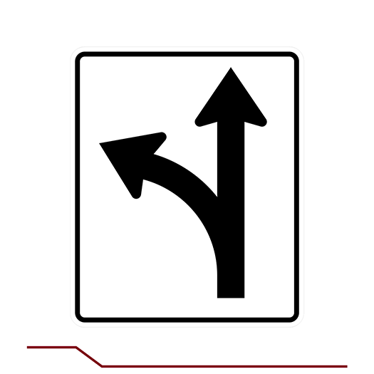 R3-60L LANE CONTROL SYMBOL - LEFT & AHEAD ARROWS