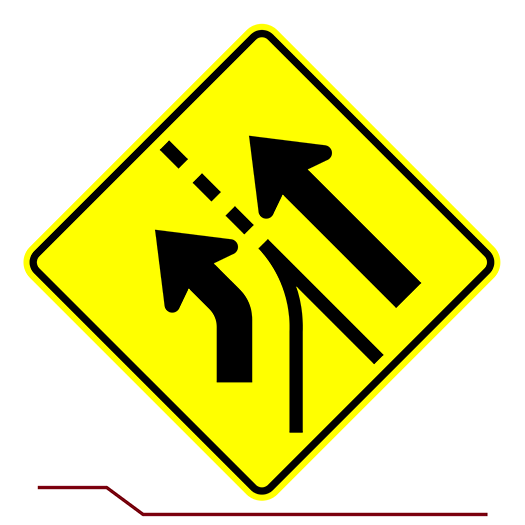 W4-6L ENTERING ROADWAY ADDED LANE LEFT W4-6L ENTERING ROADWAY ADDED LANE LEFT
