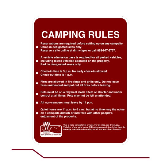 WIDNR-B-CMP004 CAMPGROUND RULES