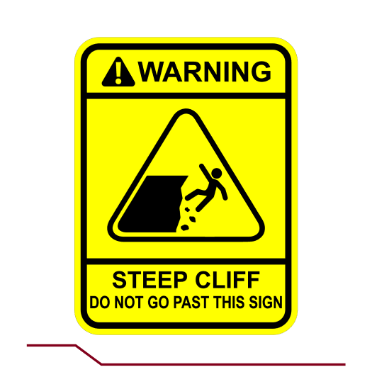 WIDNR-B-NMT003 WARNING STEEP CLIFF, DO NOT GO PAST THIS SIGN