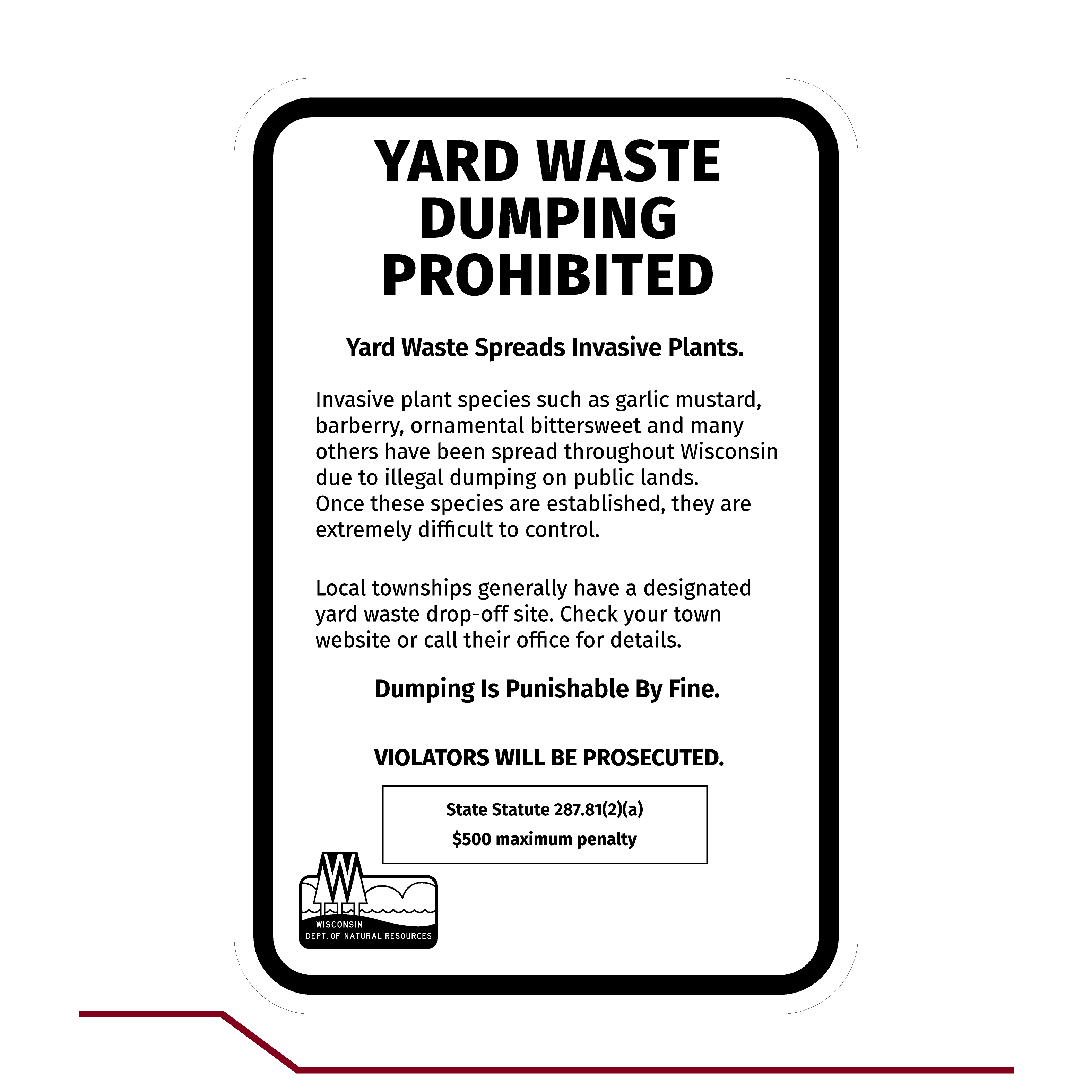 WIDNR YARD WASTE DUMPING PROHIBITED - F-HAB001